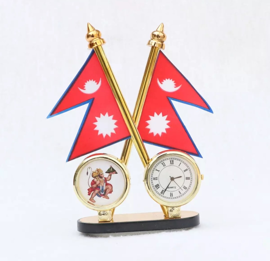 Nepal Flag With Hanuman & Clock, Table Decor, Guest Room, Car, Office ...