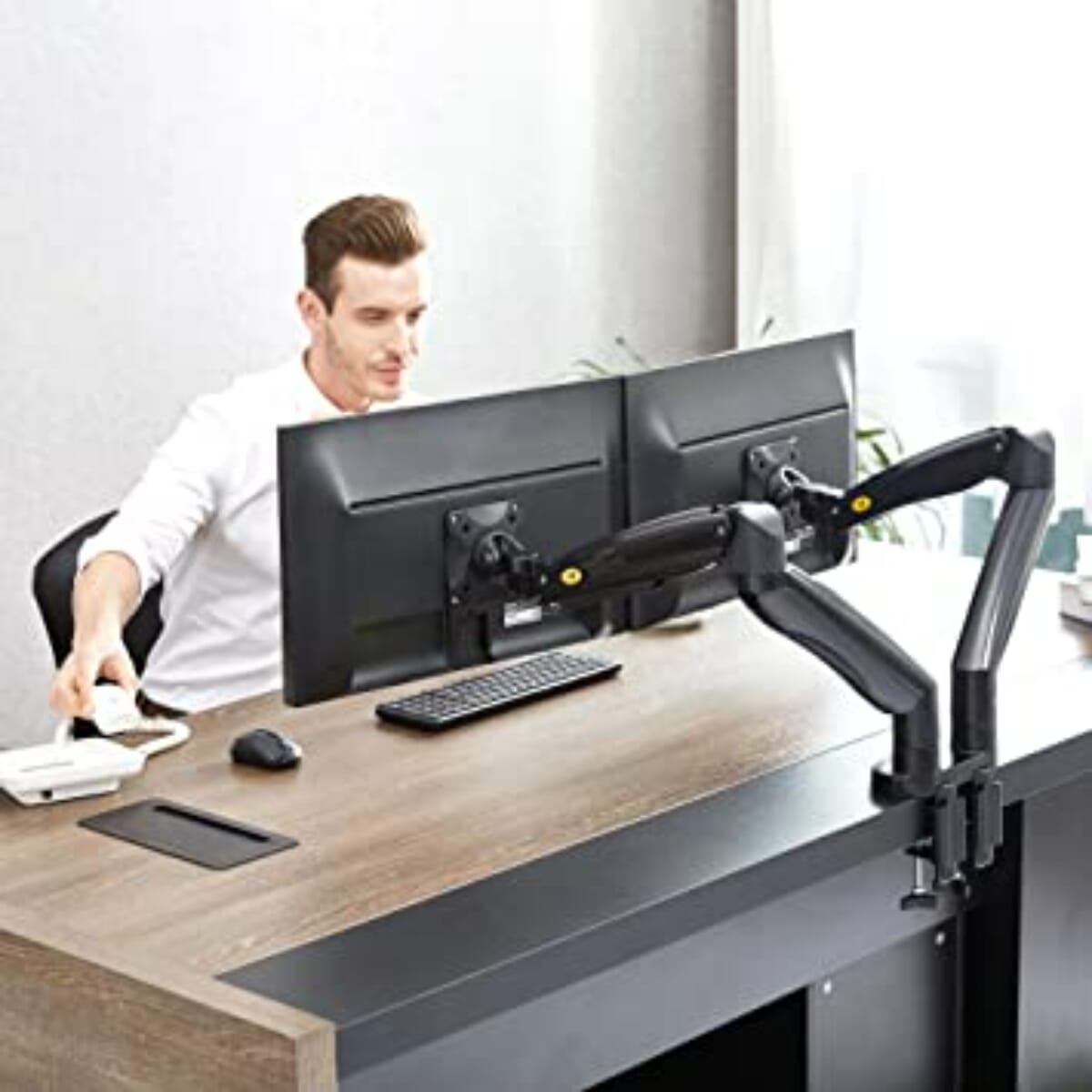 North Bayou Dual Monitor Desk Mount Stand Full Motion Swivel Computer ...