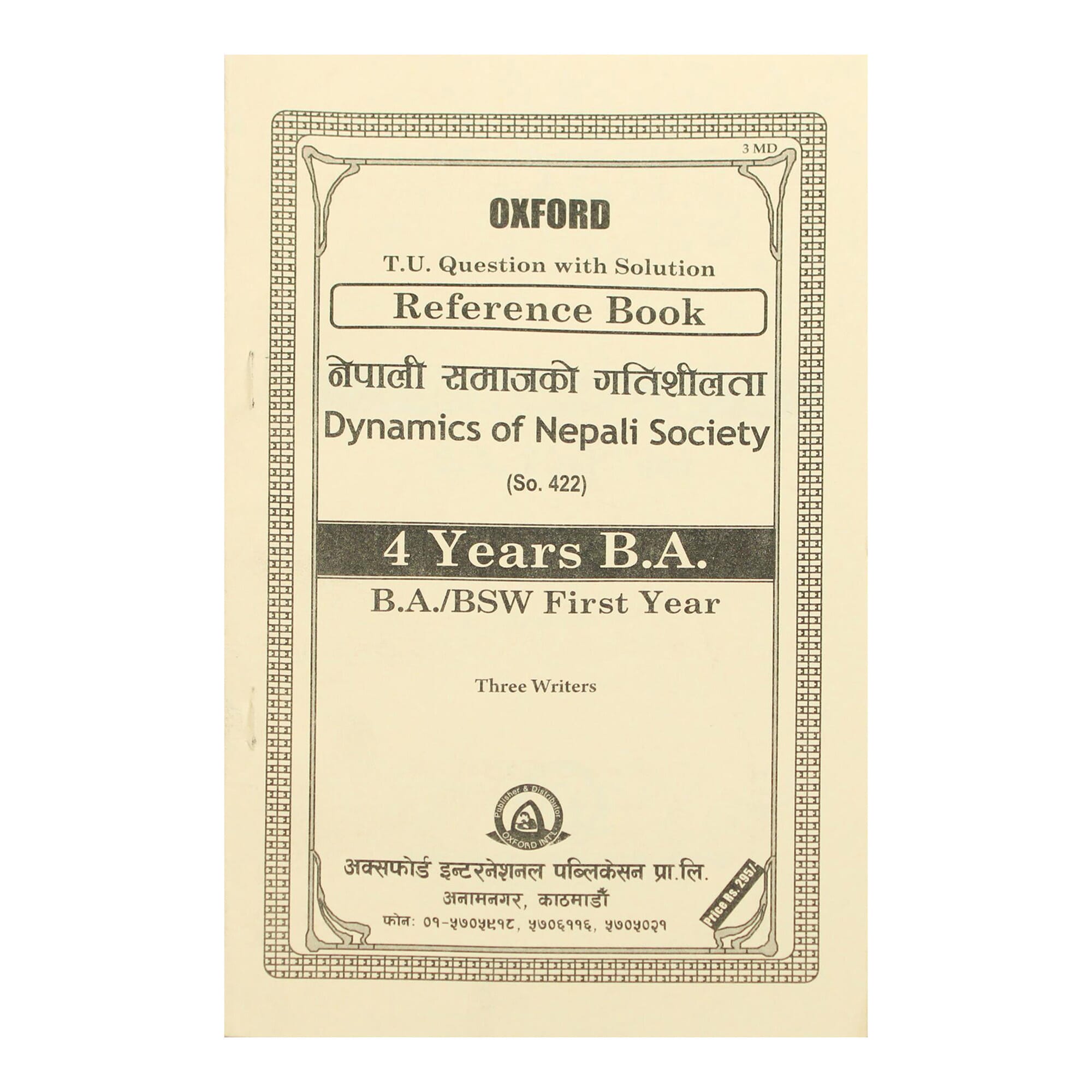 Dynamics Of Nepali Society - Ba, Bsw 1St Year - Reference Book - Tu ...