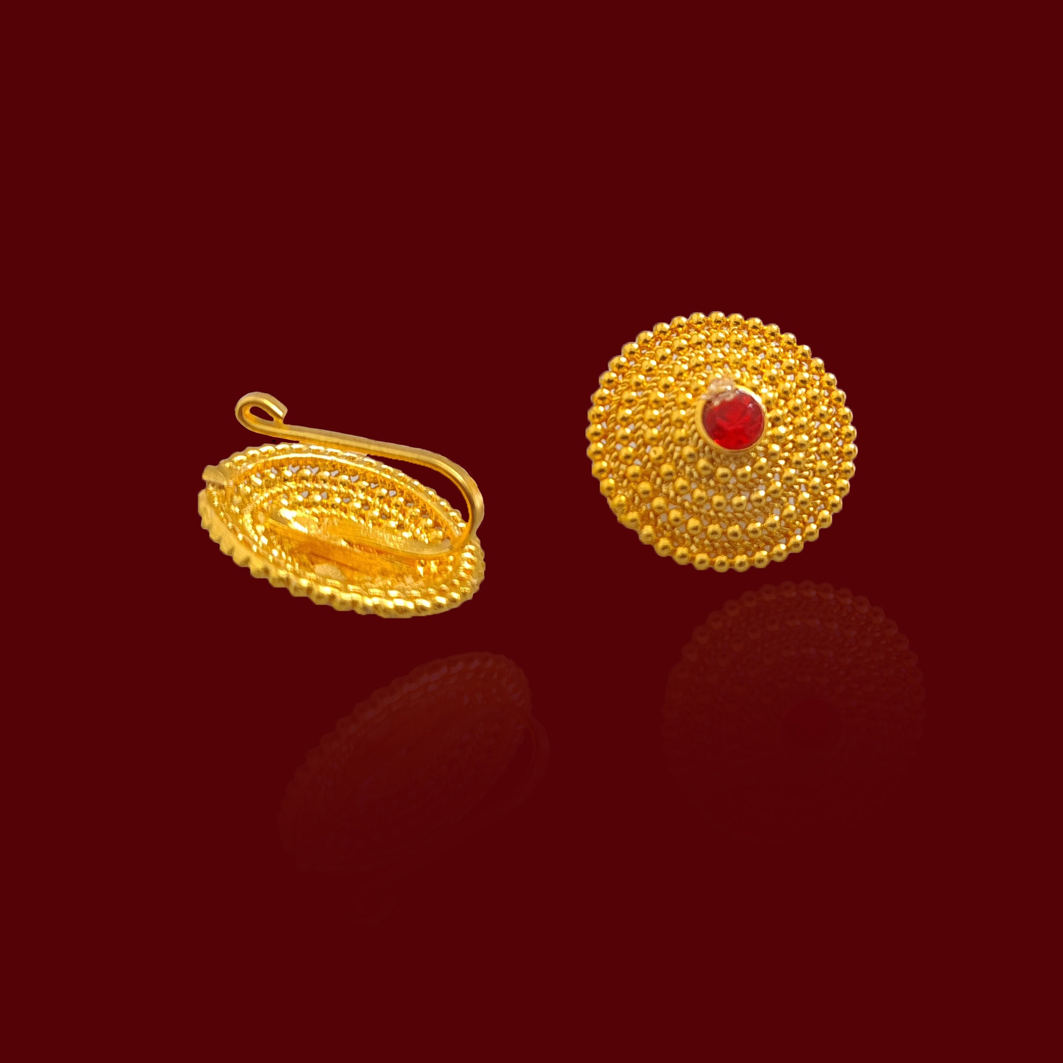Golden/Round Shaped Fuli Nose Hook Type Design Jewellery For Women ...