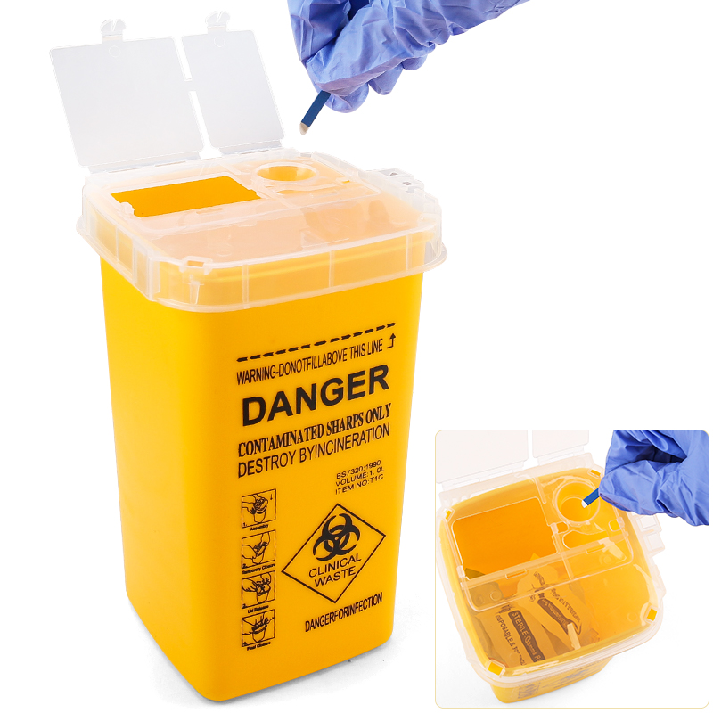 1L Plastic Waste Box Medical Supplies Container Large Capacity ...