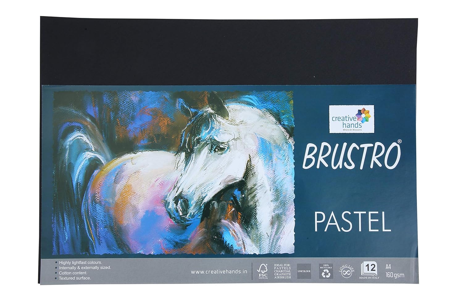 Brustro Artists' Pastel Paper 160 GSM A4 Black (Pack of 12 Sheets ...