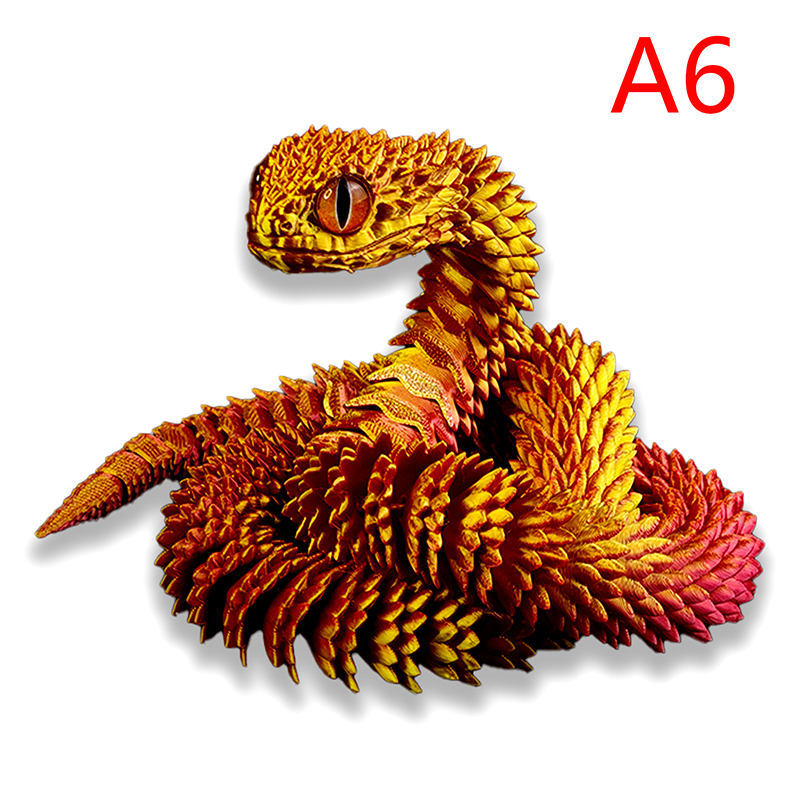 Action Figure 3D Printed Snake Articulated Bush Viper Toy-Dragon Snake ...