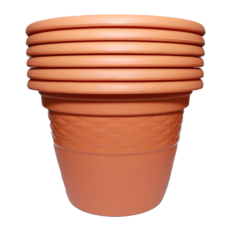 Orange Big Round Flower Pot -Set Of 6 (12 Inches) | Daraz.com.np