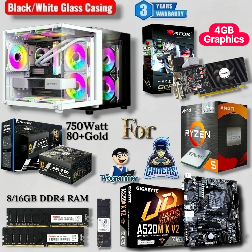 Transparent Gaming PC (Ryzen 5 5500 + Nvidia GT730 4GB Graphics) or ...