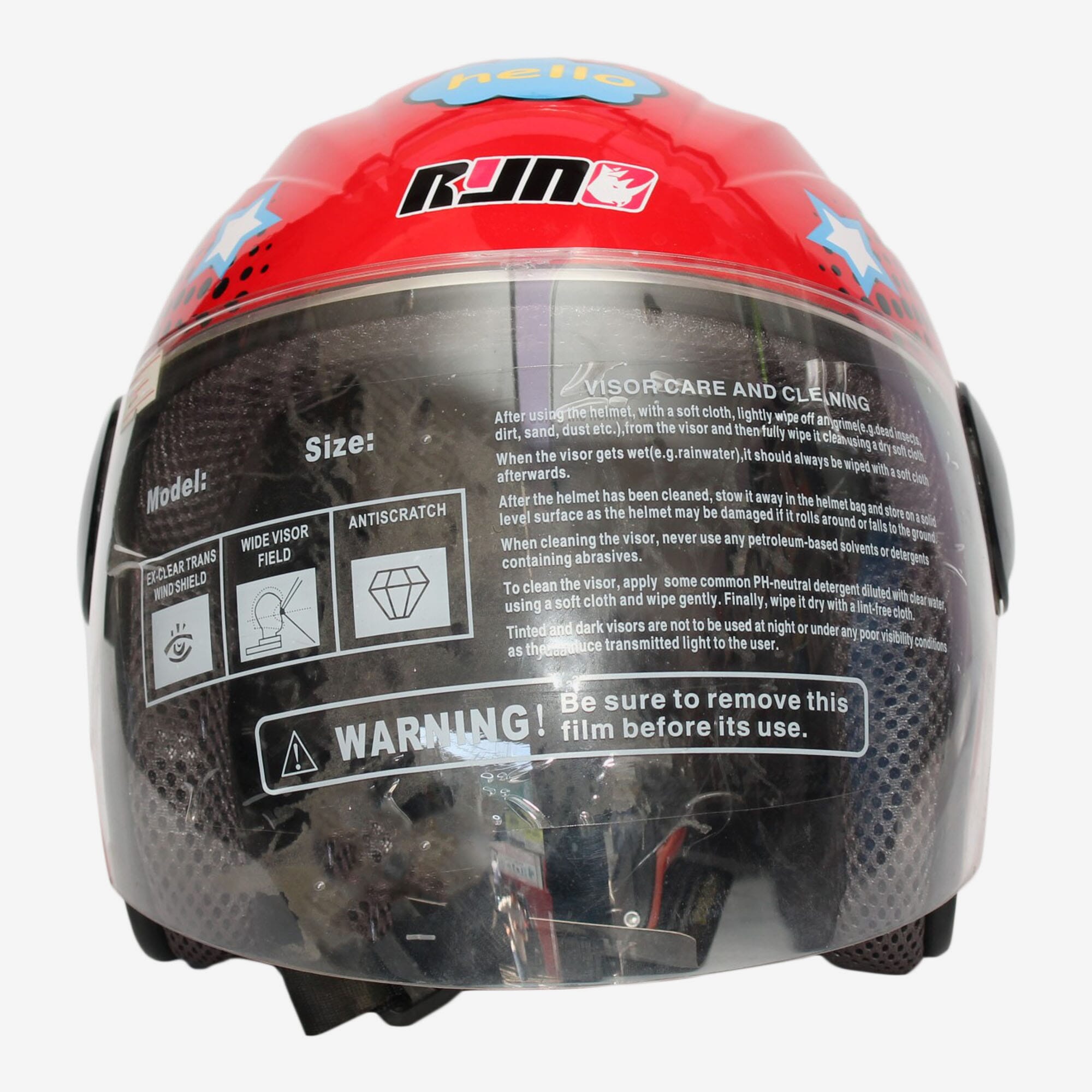 Ryno Single Visor Hello Dino Printed Half Helmet For Kids | Daraz.com.np