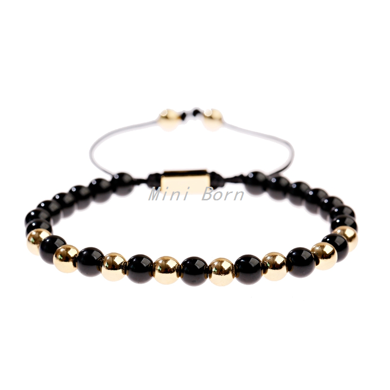 Mini Born New Men Women Bracelet 6mm Beads Copper Charm Ston e Bracelet ...