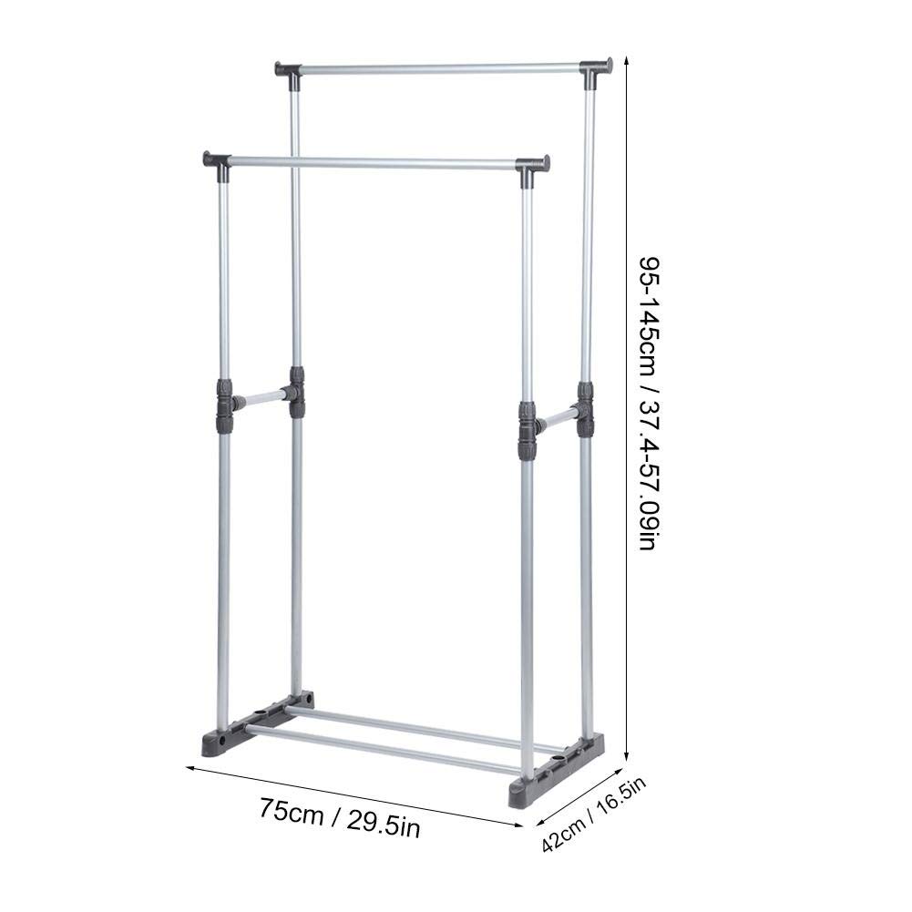 Double Pole Bar Clothes Hanger Double Pole Telescopic Clothes Rack ...