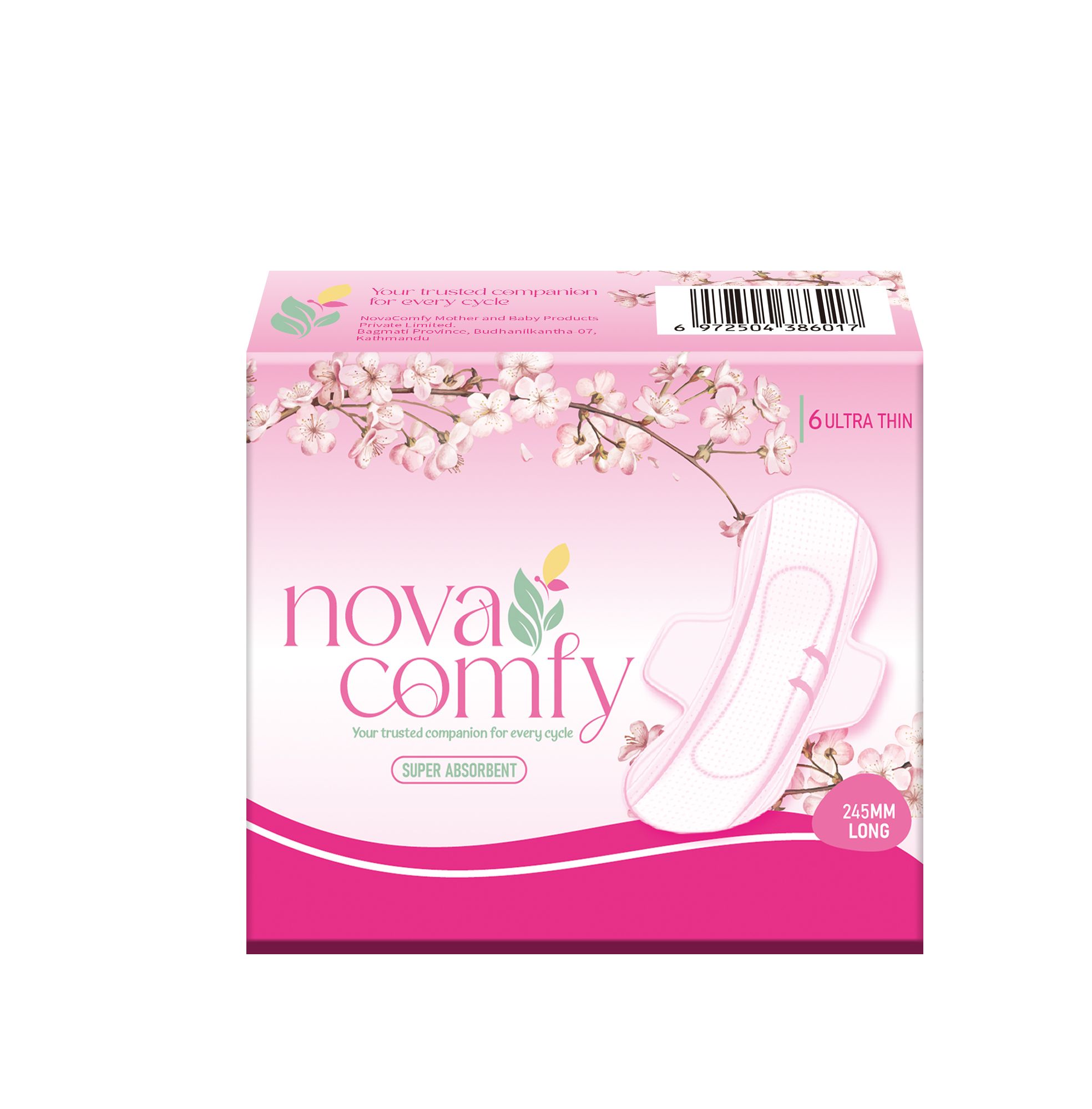 NovaComfy Sanitary Pad Super Absorbent 245mm Long Day Delight 6 Ultra ...
