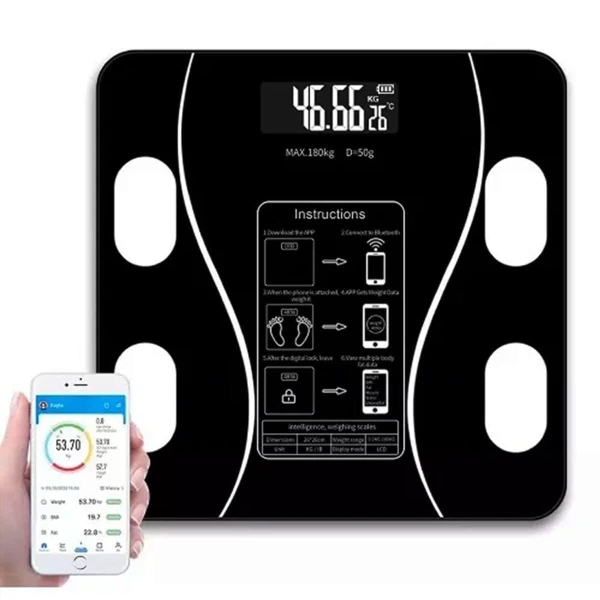 Bluetooth Weighing Scale Human Body Weight Machine Digital (Tempered ...