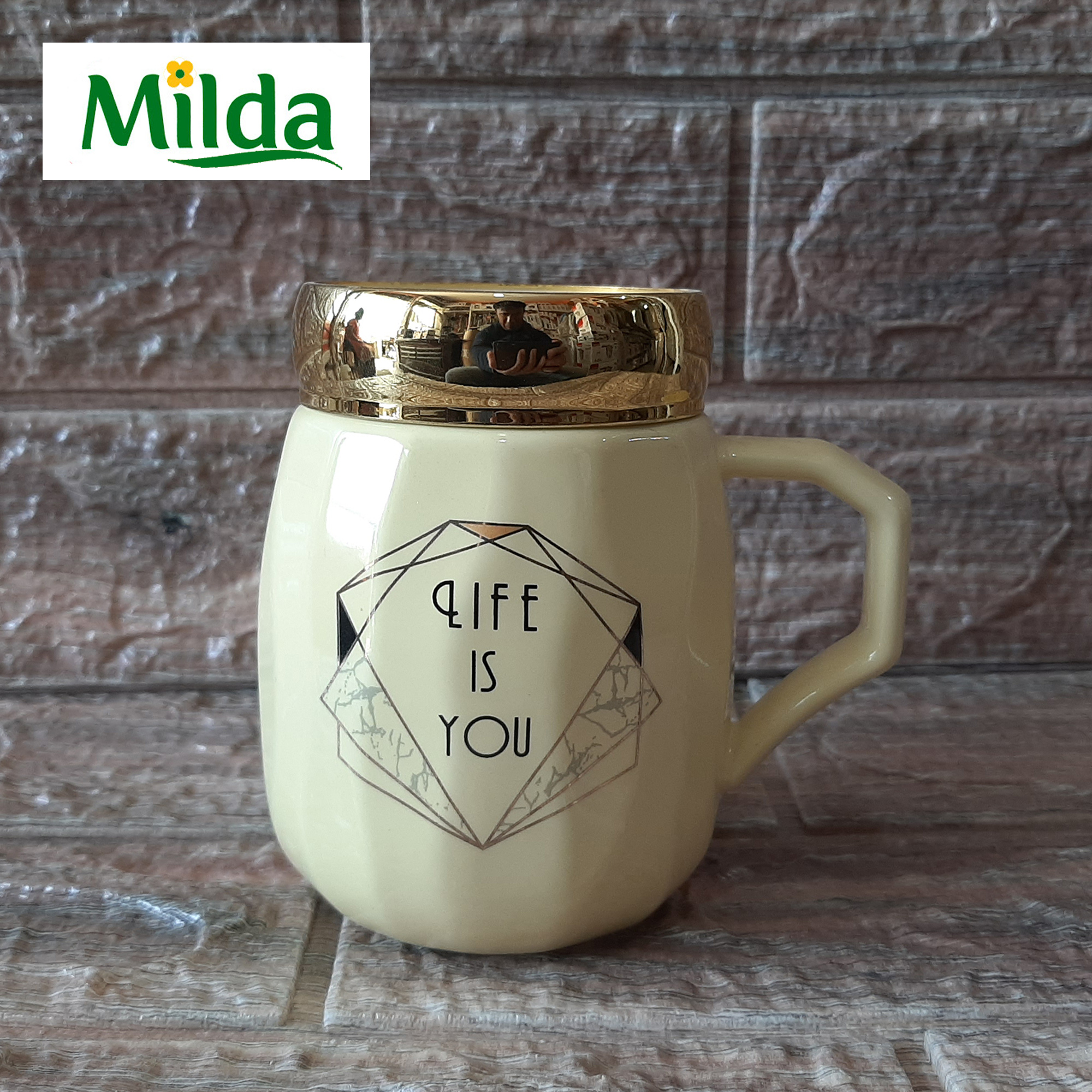 Milda Ceramic Tea Coffee Mug Cup with Mirror Lid MC 28 | Daraz.com.np