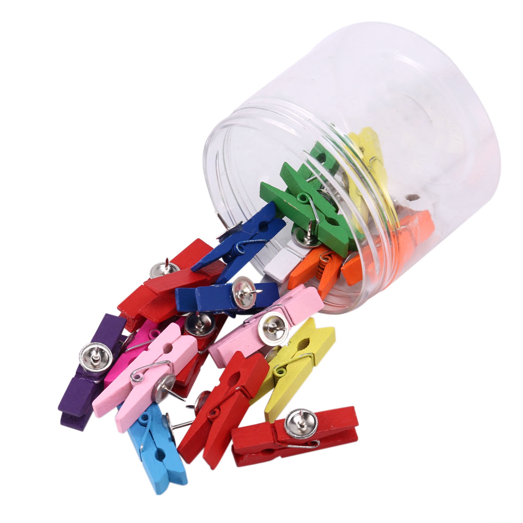 Push Pins with Wooden Clips Pushpins Tacks Thumbtacks, Paper Clips with ...
