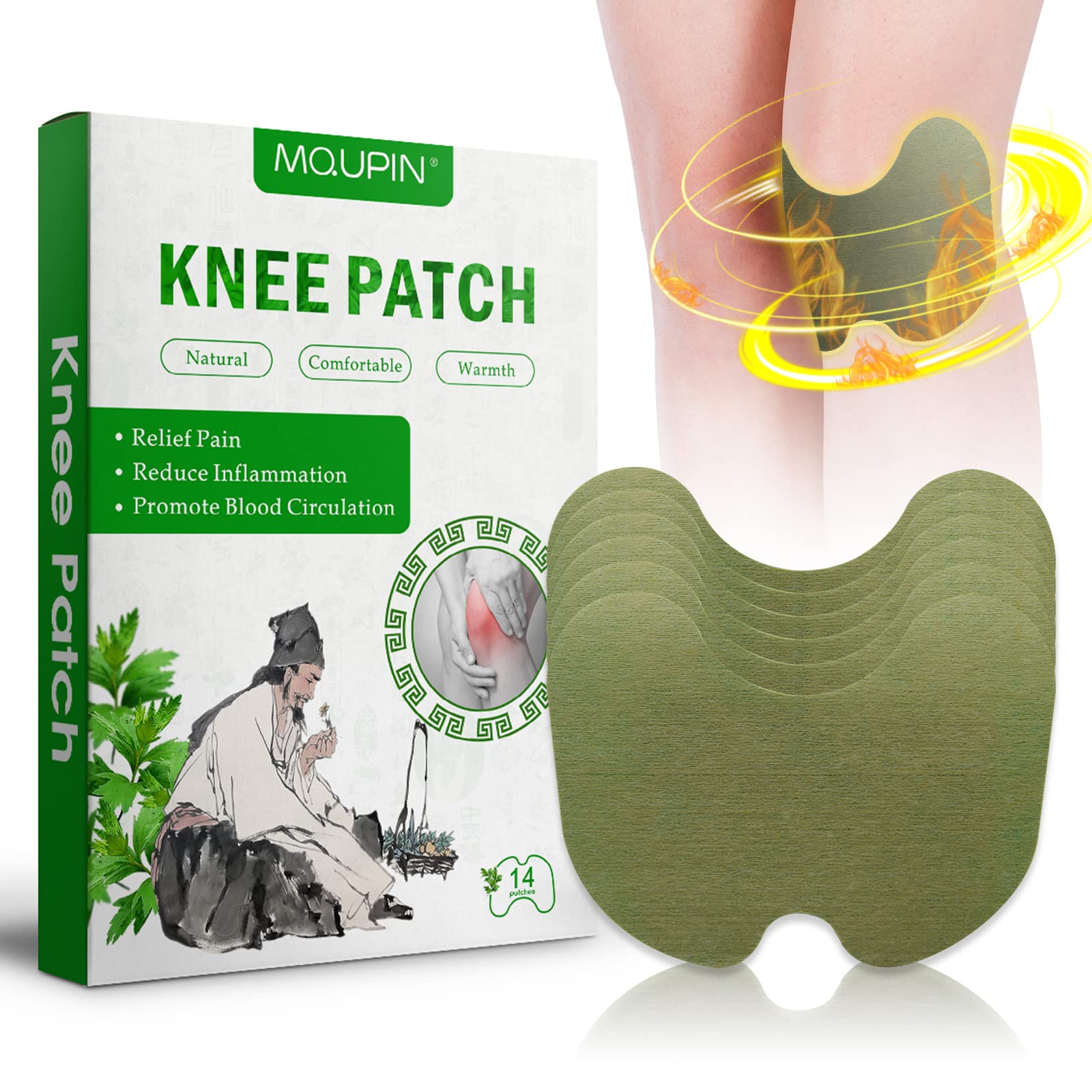 Knee Pain Patches, Reduce Knee Pain Long-Lasting Wormwood Heat Patch ...