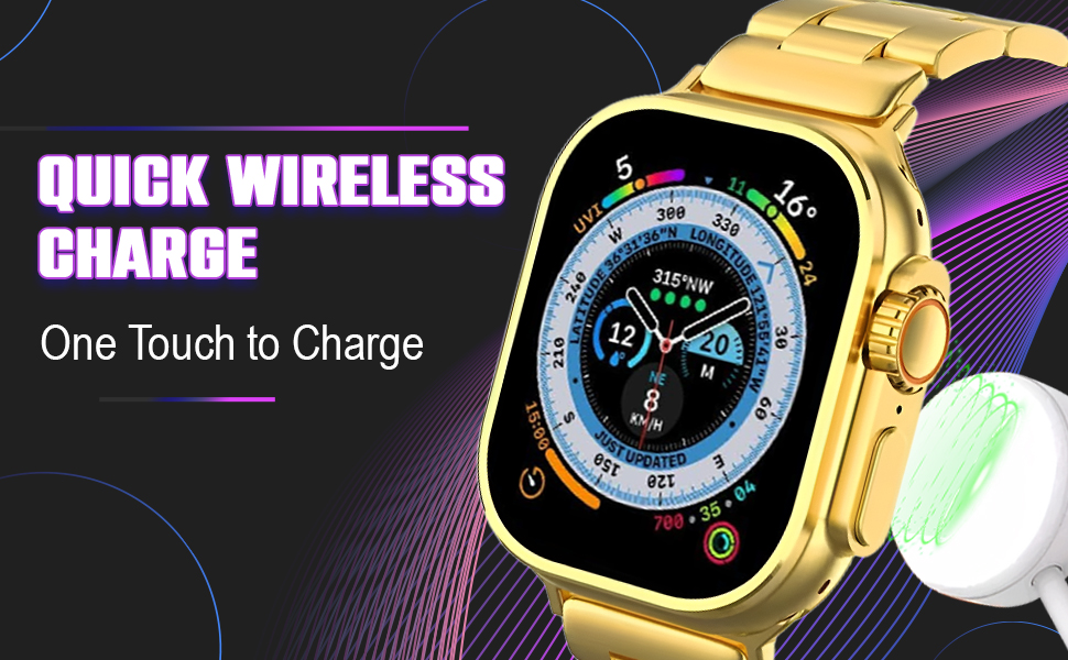 Golden Ultra Bluetooth Calling Smartwatch, Wireless Charge, Multiple ...