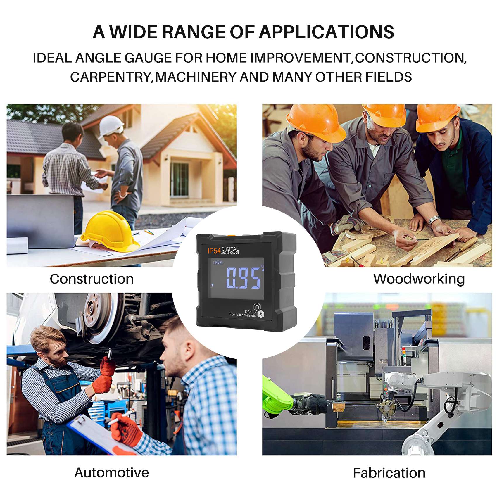 4 x 90 Degrees(0-360 Degrees)Digital Electronic Magnetic Angle Gauge ...