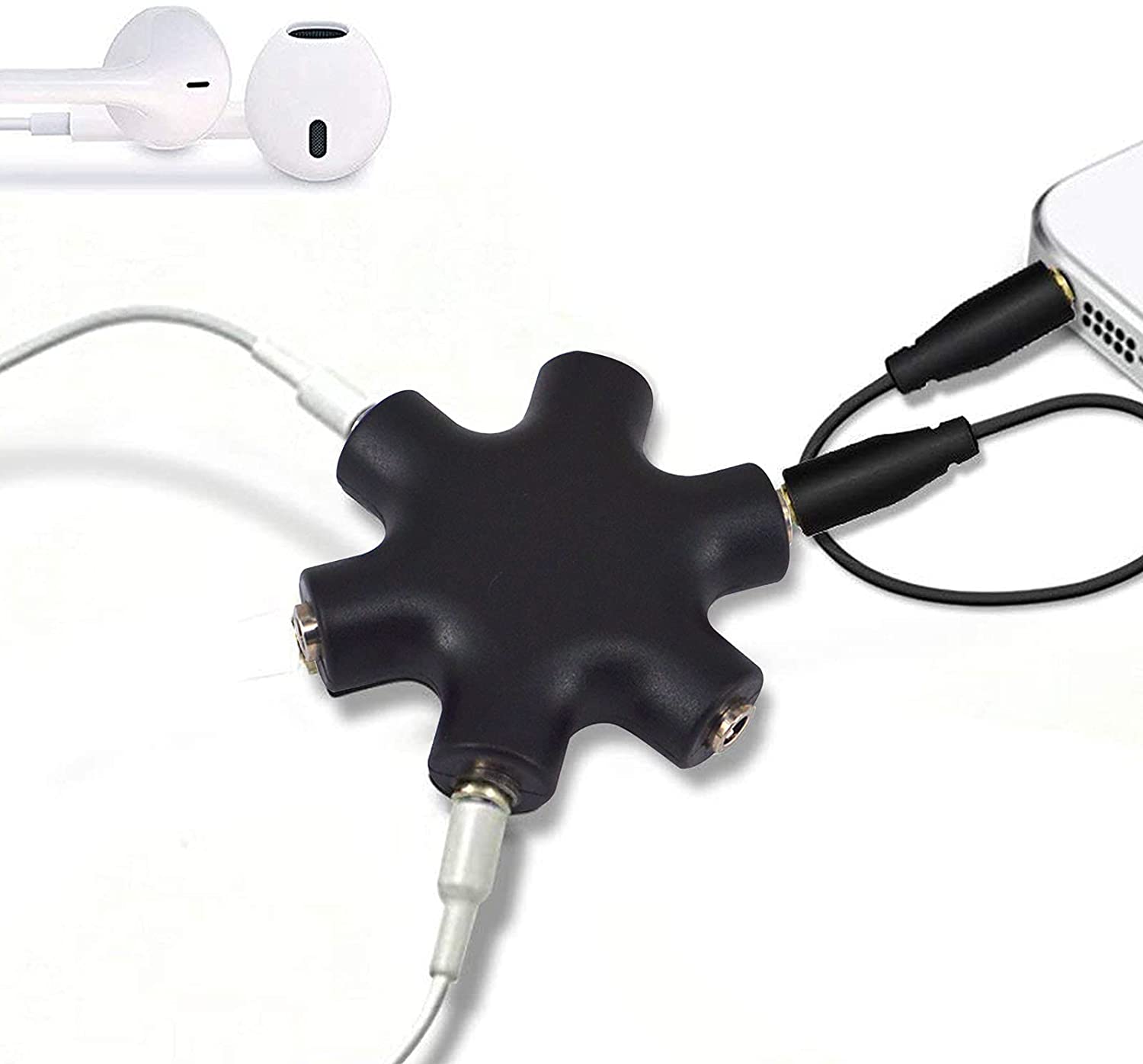 3.5mm Headphone Splitter 5-way Audio Splitter Multi Port Aux Music ...
