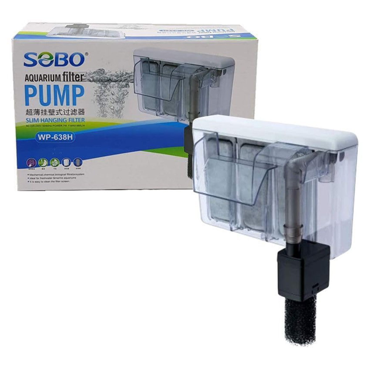 SOBO Aquarium Filter Pump Slim Hang On Back Filter WP-508H Juwel ...