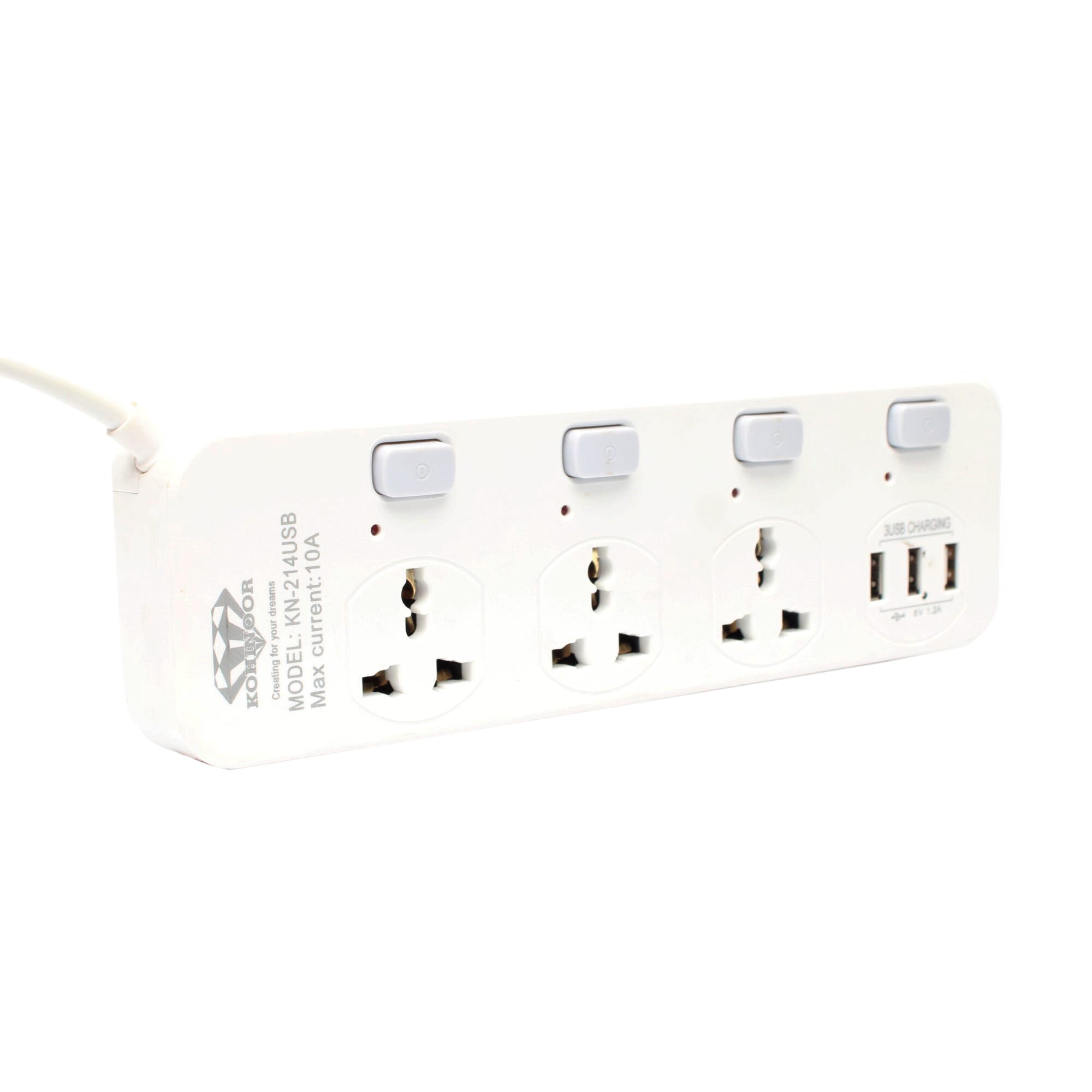 Kohinoor KN-214USB 10A 3M 2500W Extension Cord 4 Power Socket | Daraz.com.np