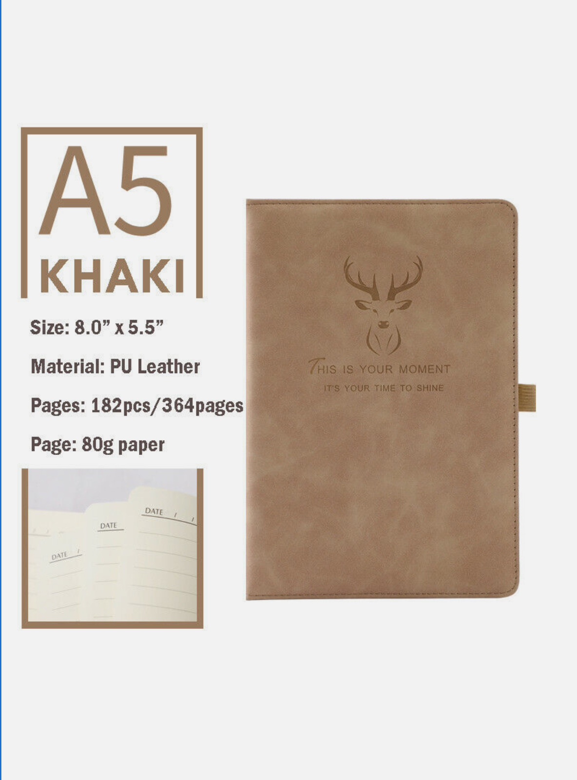 A5 Ruled Notebook Journal 360 Page with Pen Loop, Hardcover Writing ...