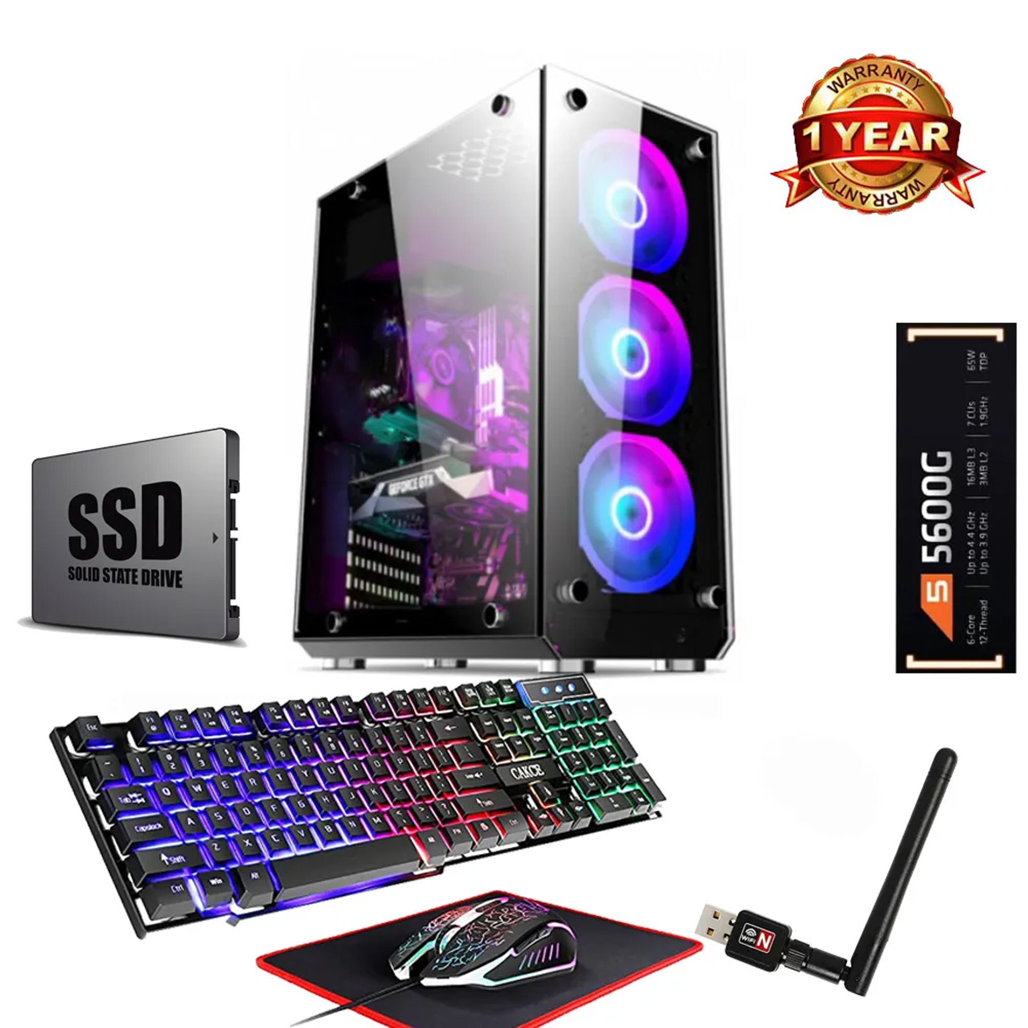 Extreme Gaming Pc Computer Ryzen 5 5600G Radeon Graphic/ 16gb DDR4 Ram ...