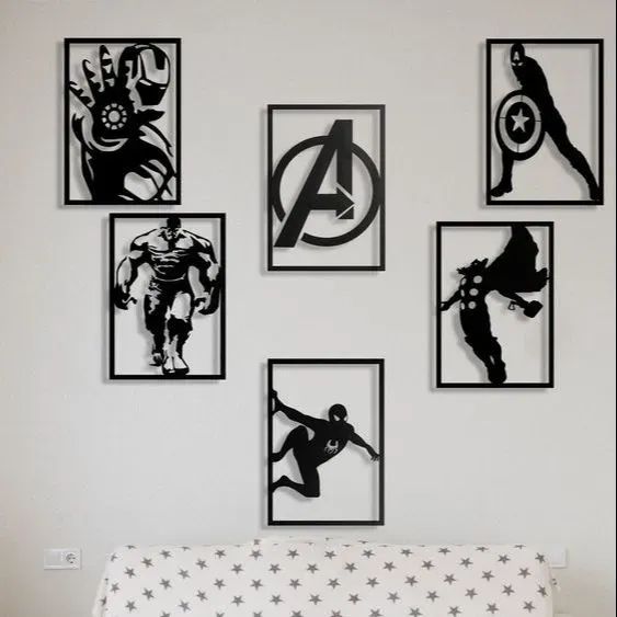 Marvel Superhero Avengers Collections Wooden Wall Decor Frames 6 pc ...