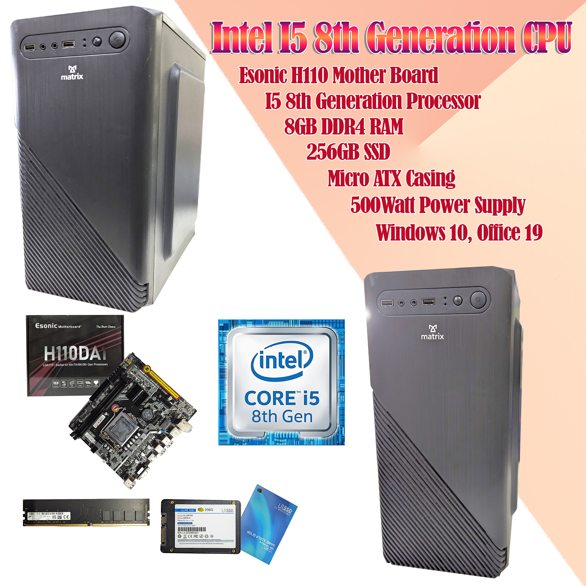 Desktop CPU I5 8th Generation with 8GB DDR4 RAM 256GB SSD | Daraz.com.np