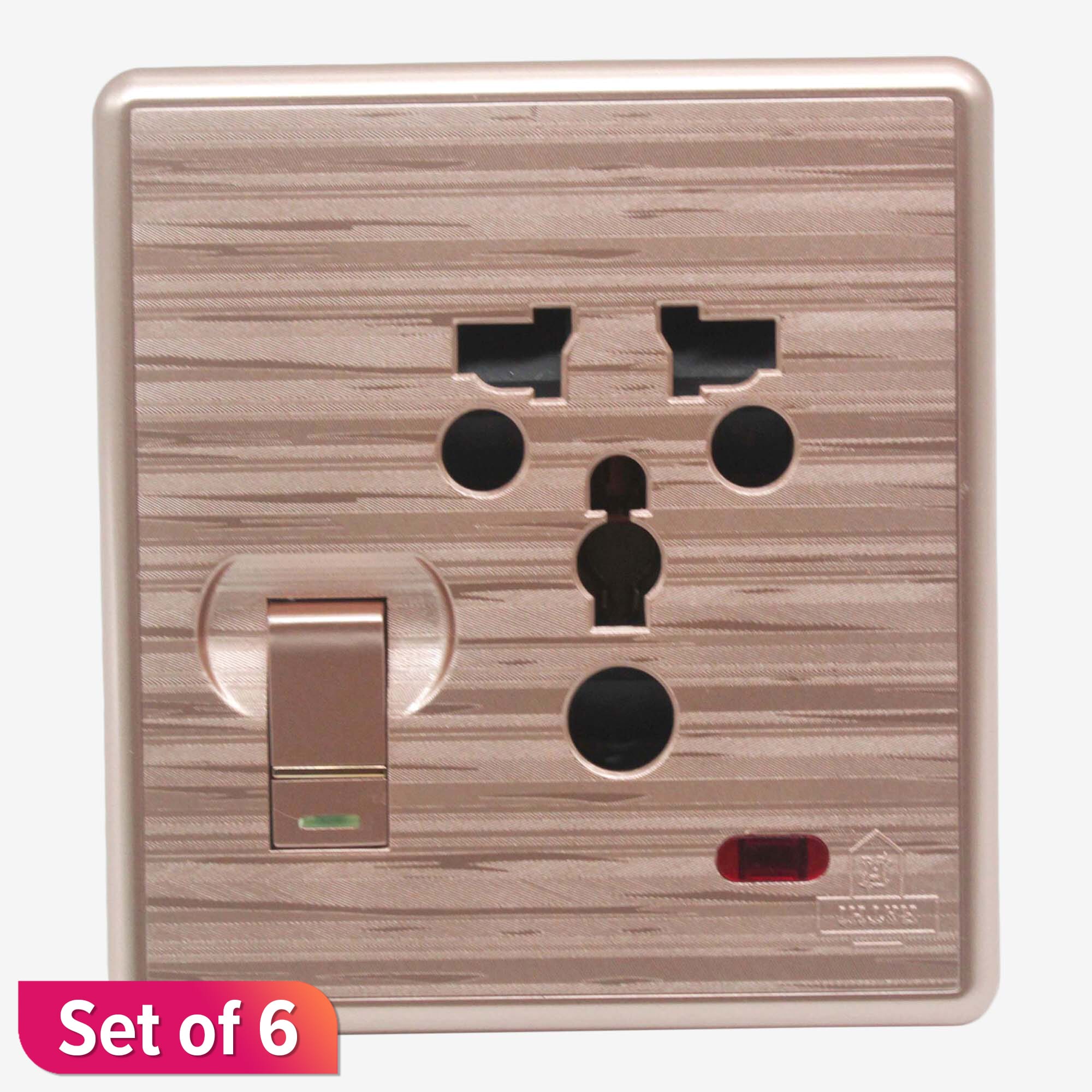 Brown Color Single Port Wall Socket Set of 6 | Daraz.com.np