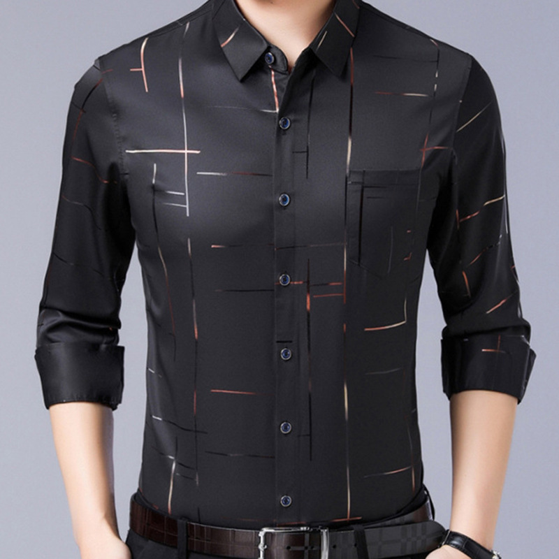 Outside the station explosions ice silk shirt men's summer business ...
