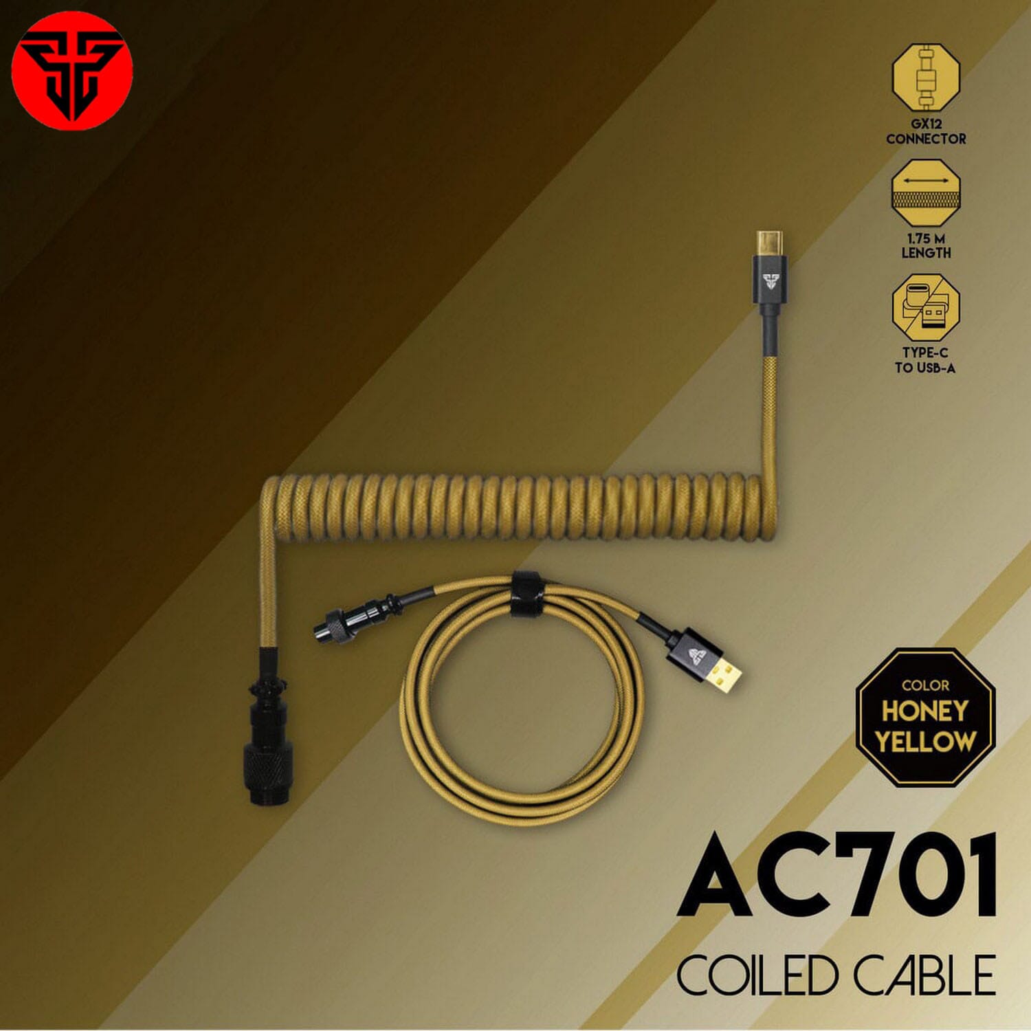 FANTECH Coiled Cable AC701-(Yellow)For Mechanical Keyboards price in Nepal