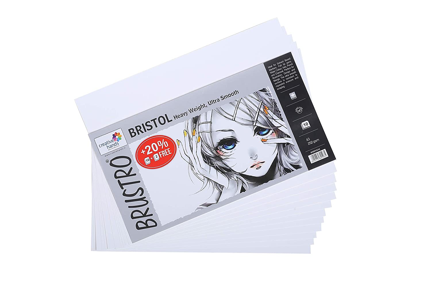 Bristol Ultra Smooth Paper 250 GSM A4 (Pack of 20 + 4 Free Sheets ...