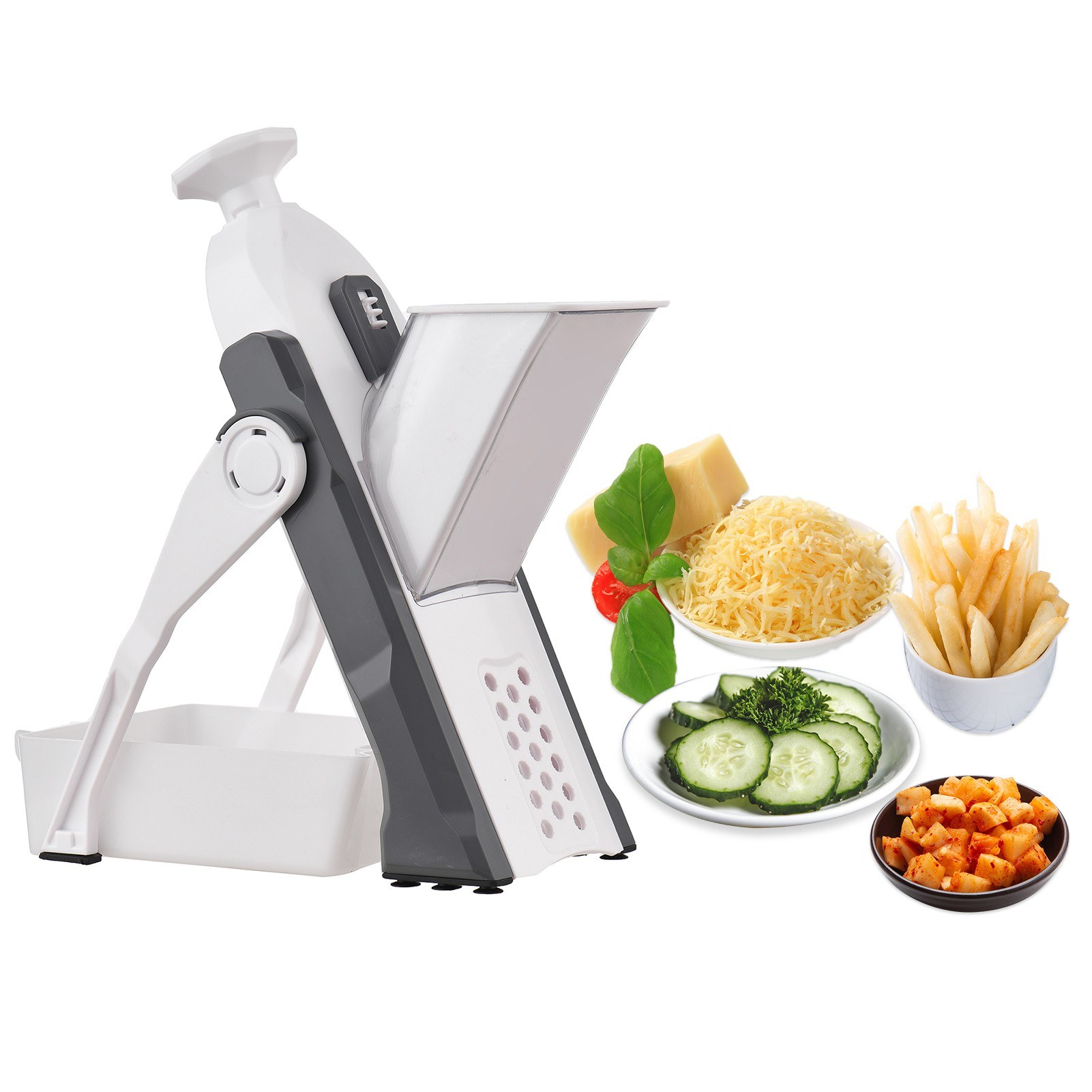 Kitchen safety vegetable cutting and mixing machine with cleaning brush ...