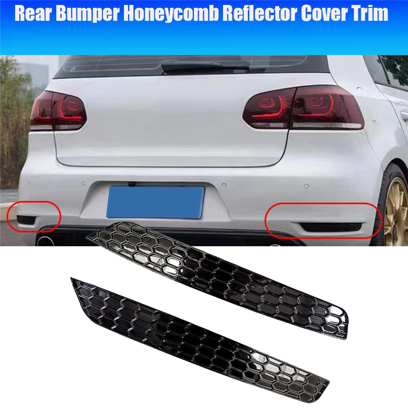 1Pair Rear Bumper Honeycomb Reflector Cover Trim Styling Golf 6 Rear ...