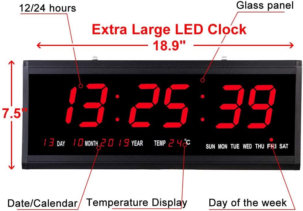 LED Digital Calendar JH3615 Digital LED Wall Clock, Length 36 cm with ...