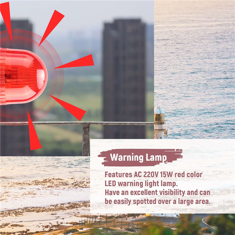 AC 220V 15W Red Light Industrial Signal Tower Flash Warning Lamp ...
