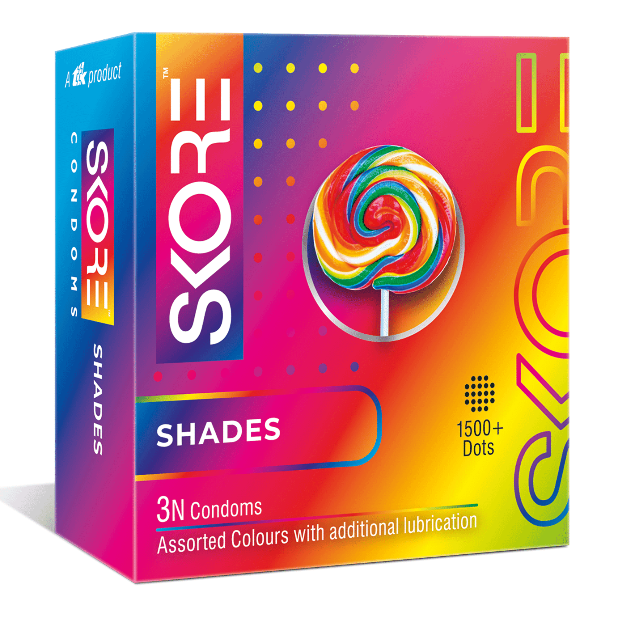 Skore Shades Assorted Colors | Extra Lubrication | Dots | Condom, 3 ...