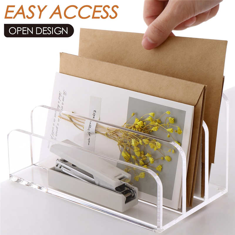 3 Compartments Mail Organizer Vertical Letter Holder File Sorter ...