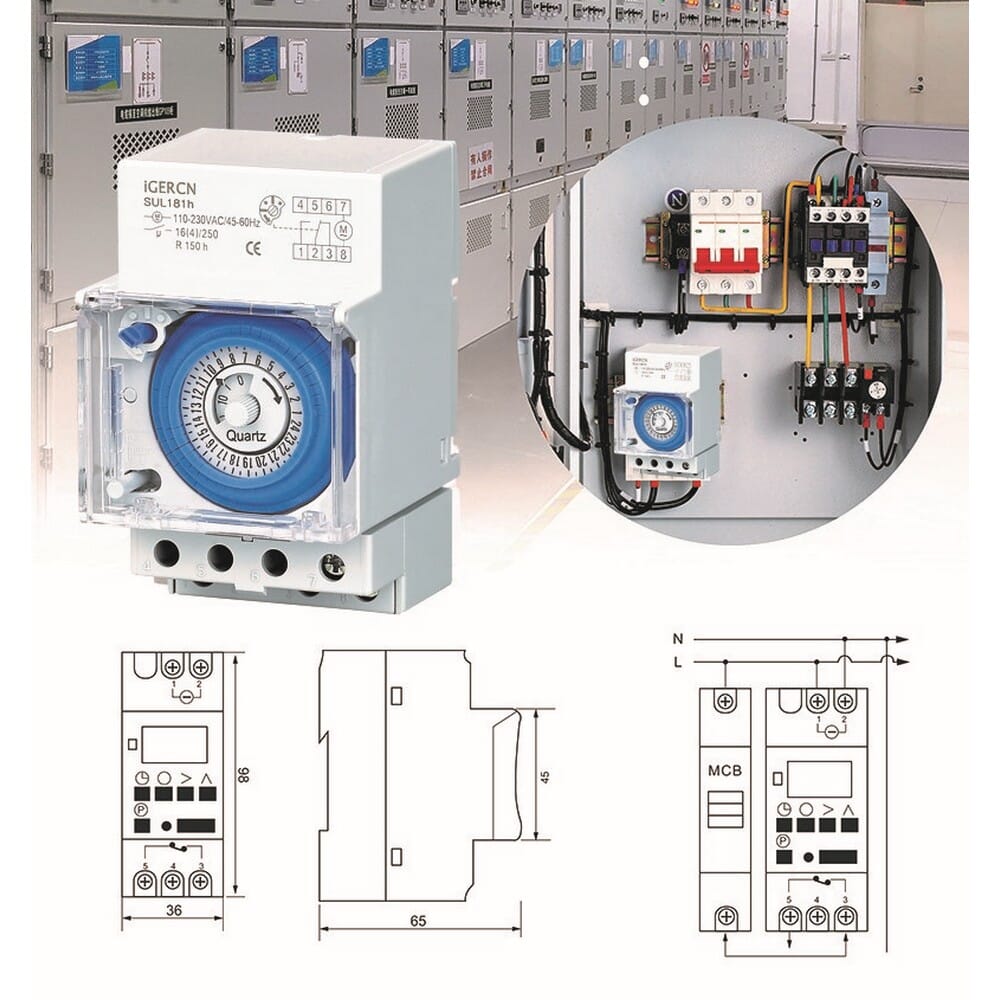 Time Relay Mechanical Timer 24 hours Time Switch Relay Electrical ...