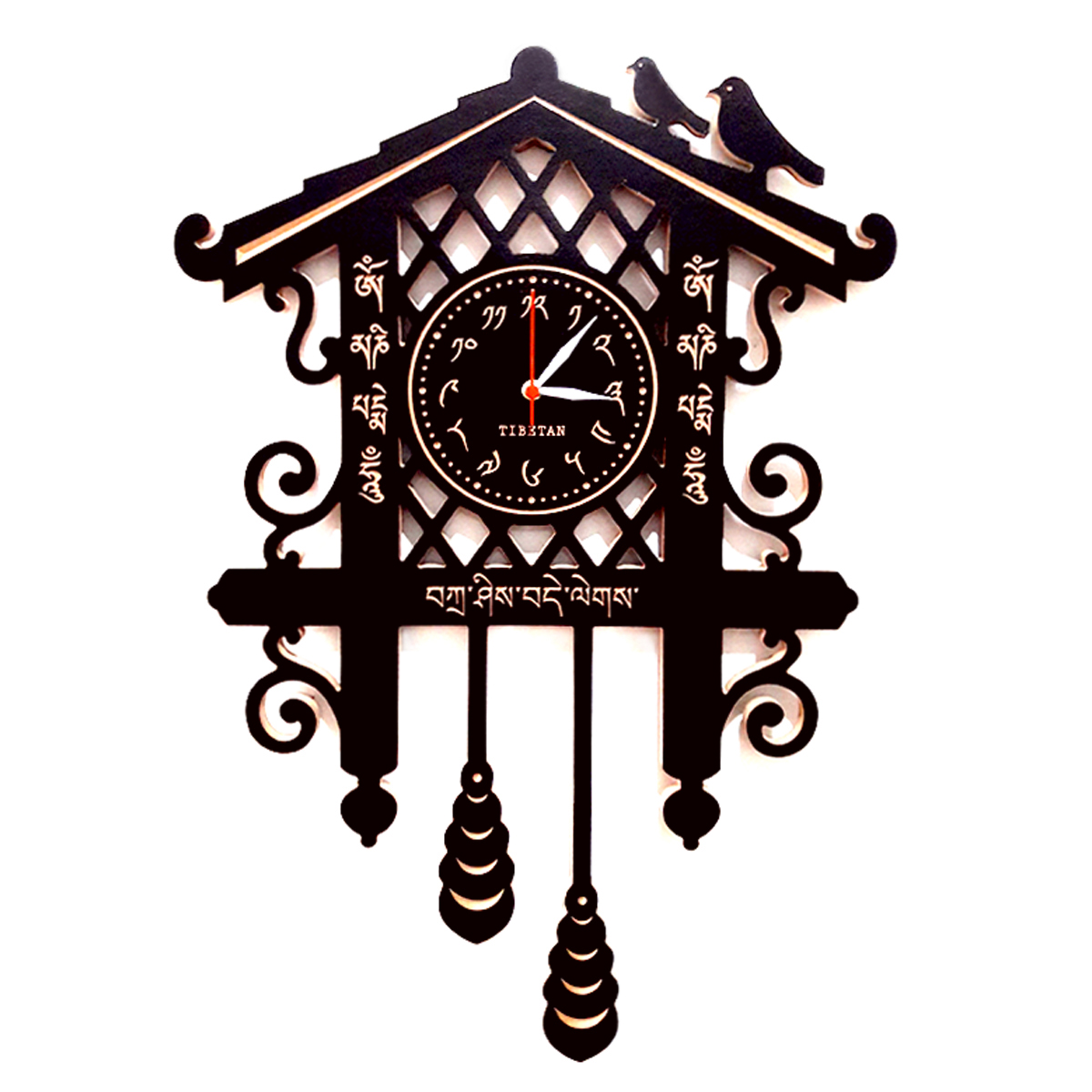 Tibetan Language Wooden Wall Clock With Gift Hamper Om for Interior ...