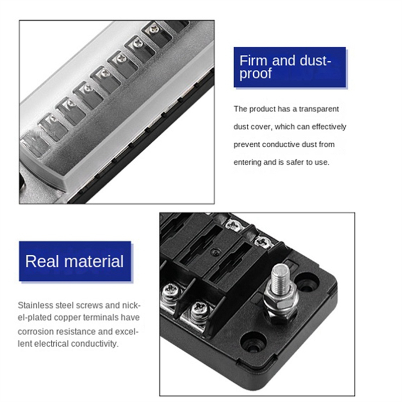 32V 75A Car Boat Fuse Box Bracket 12 Ways Fuse Relay Box with Cover ...