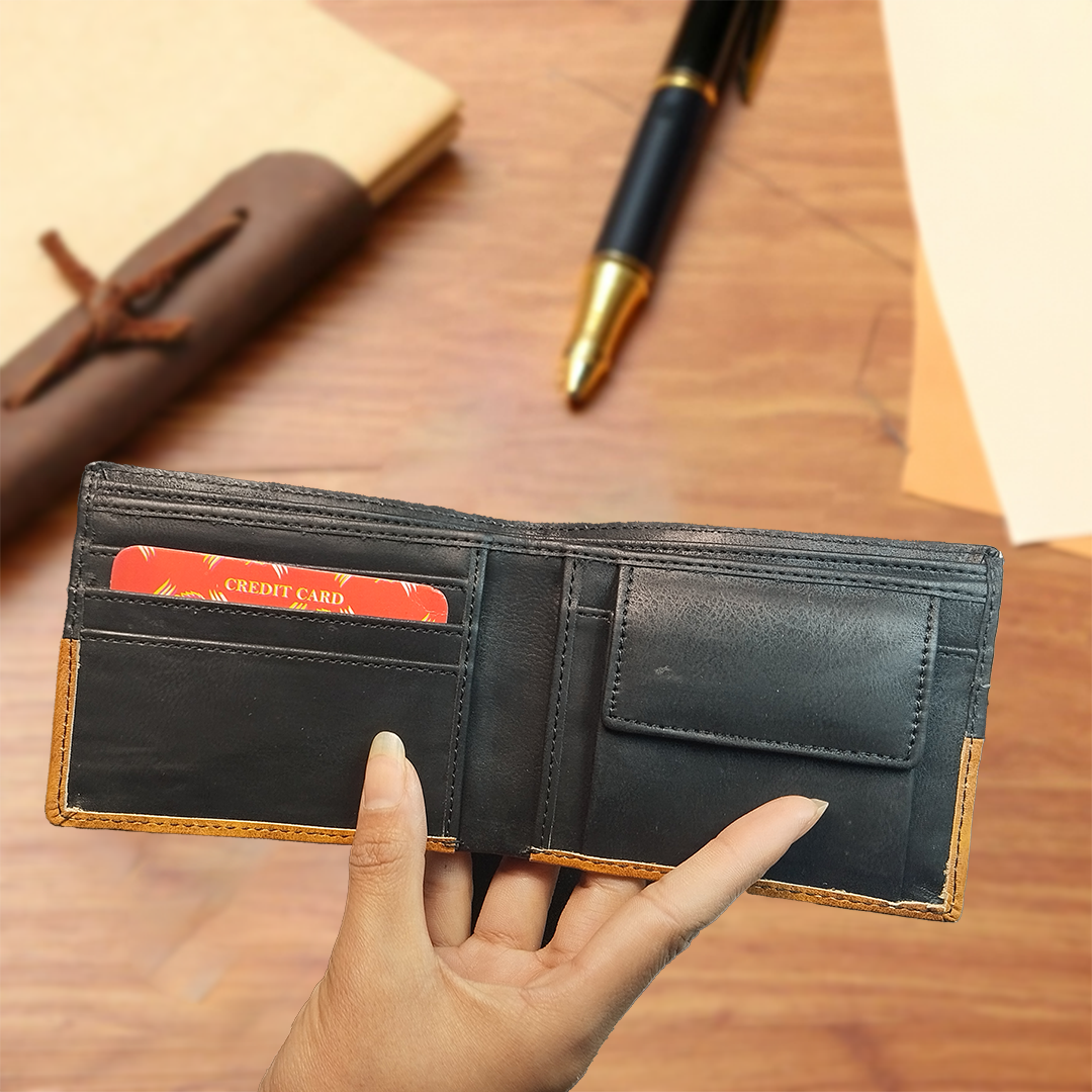 Black Burak Genuine Leather BiFold Wallet 6cc For Men [B1171] | Daraz ...