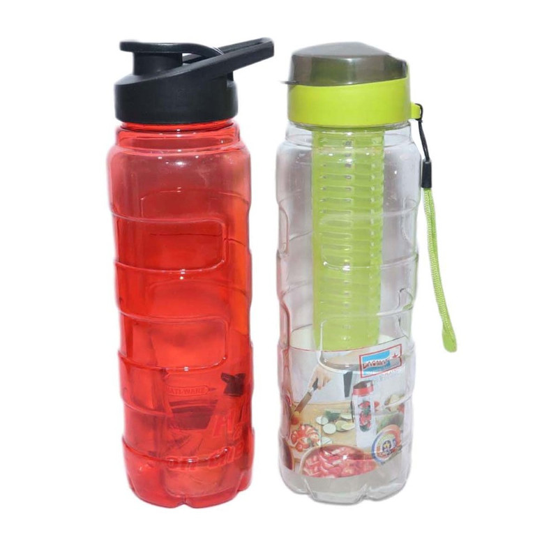 Transparent/Red Plastic Water Bottle- 1.5 Litre, Set Of 2 | Daraz.com.np