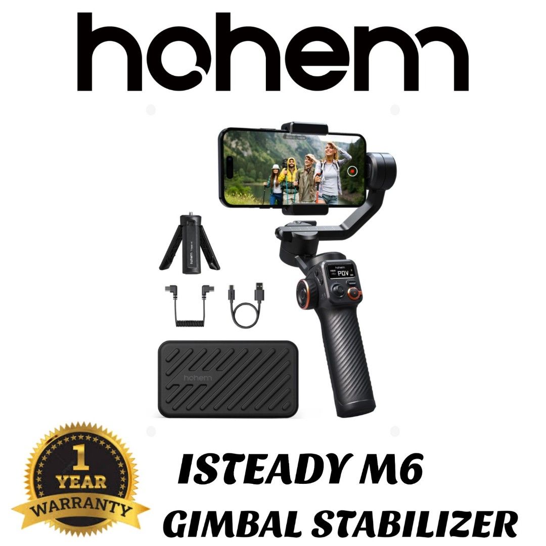 Hohem M6 Kit - 3 Axis Mobile Gimbal with OLED Display and Magnetic Fill ...