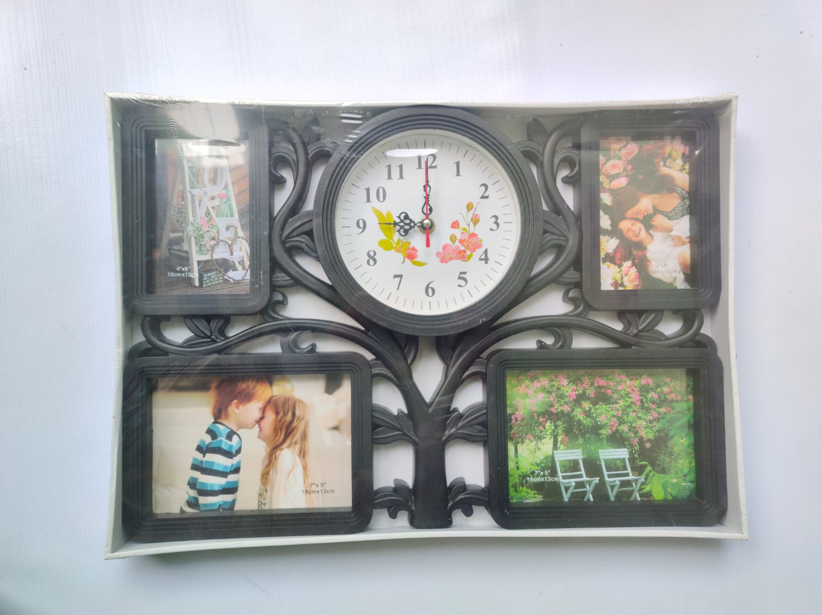 Wall Picture Frame Family Photo Frame With Clock Beautiful Home Decor ...