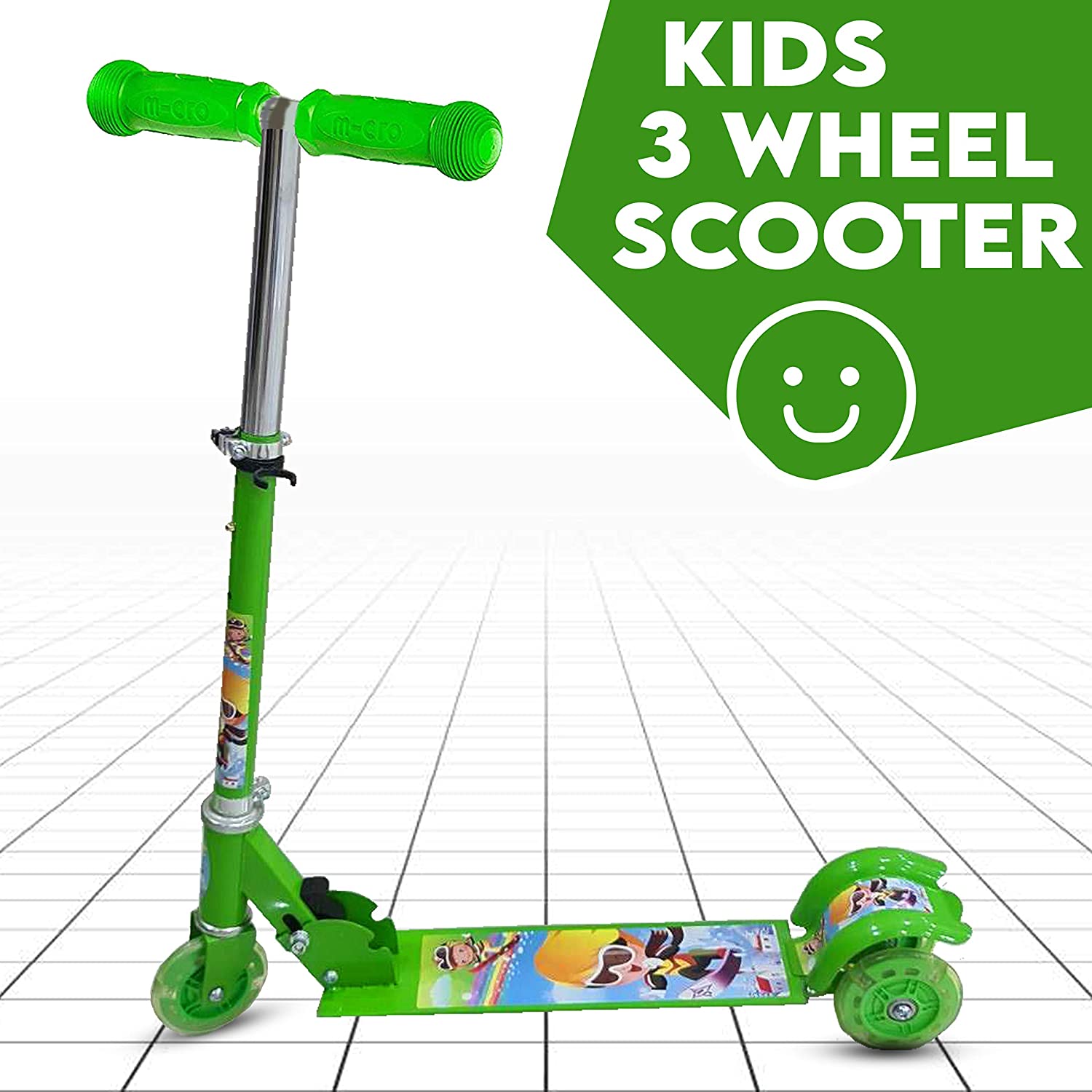 3-Wheel Folding Tri Scooter with Adjustable T-Bar - for Kids and Adults ...