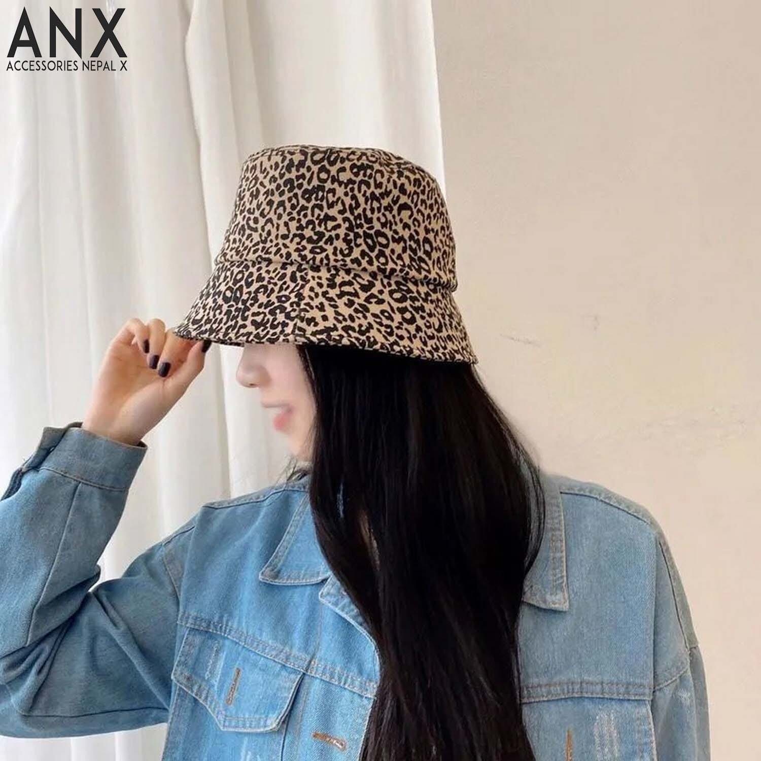 ANX Stylish Foldable Colorful Wide Brim Print Leopard Bucket Hat for ...