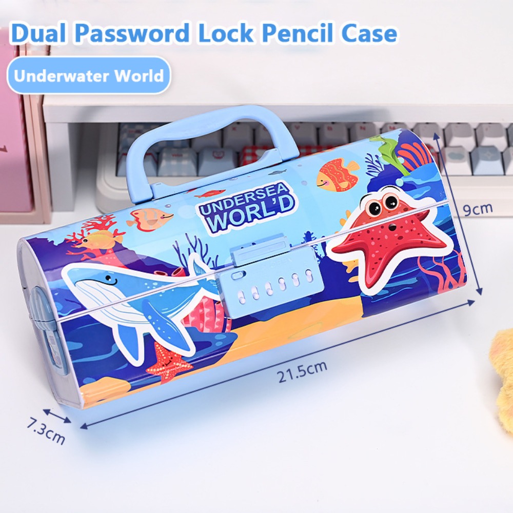 Cartoon With Password Lock Pen Box Multi-Function Large Capacity Pencil ...