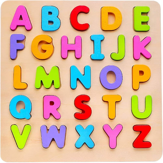 Colorful 3D Wooden English Alphabets Capital Letter (ABCD) Blocks Board ...