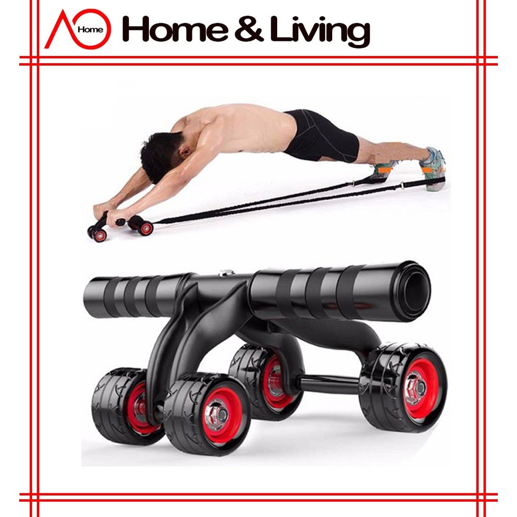 Multicolor 4-Wheel Ab Roller With Knee Mat, Abdominal Workout Fitness ...