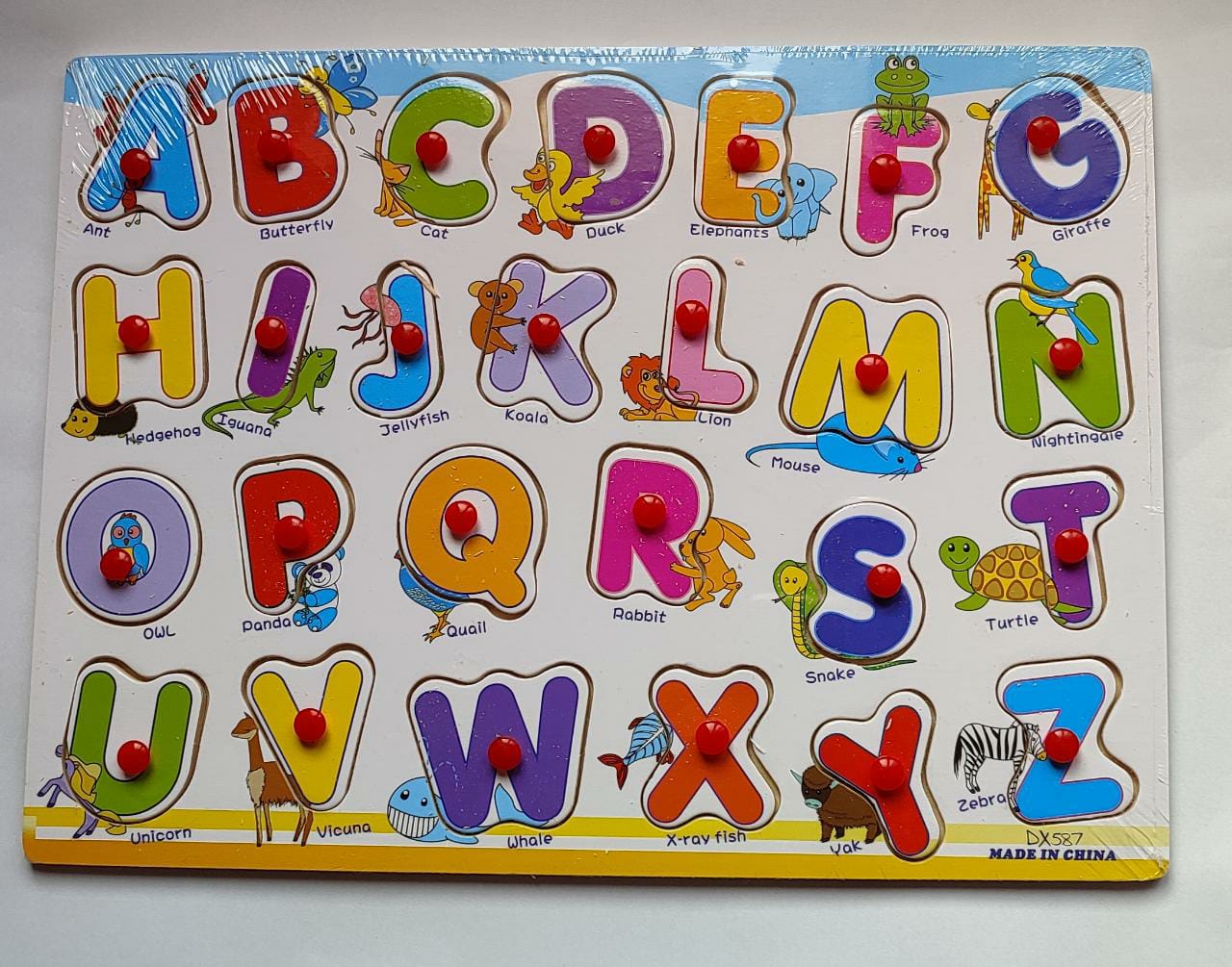 English Letters Board Toy ABC Wooden Jigsaw Puzzle with Knobs Learn ...