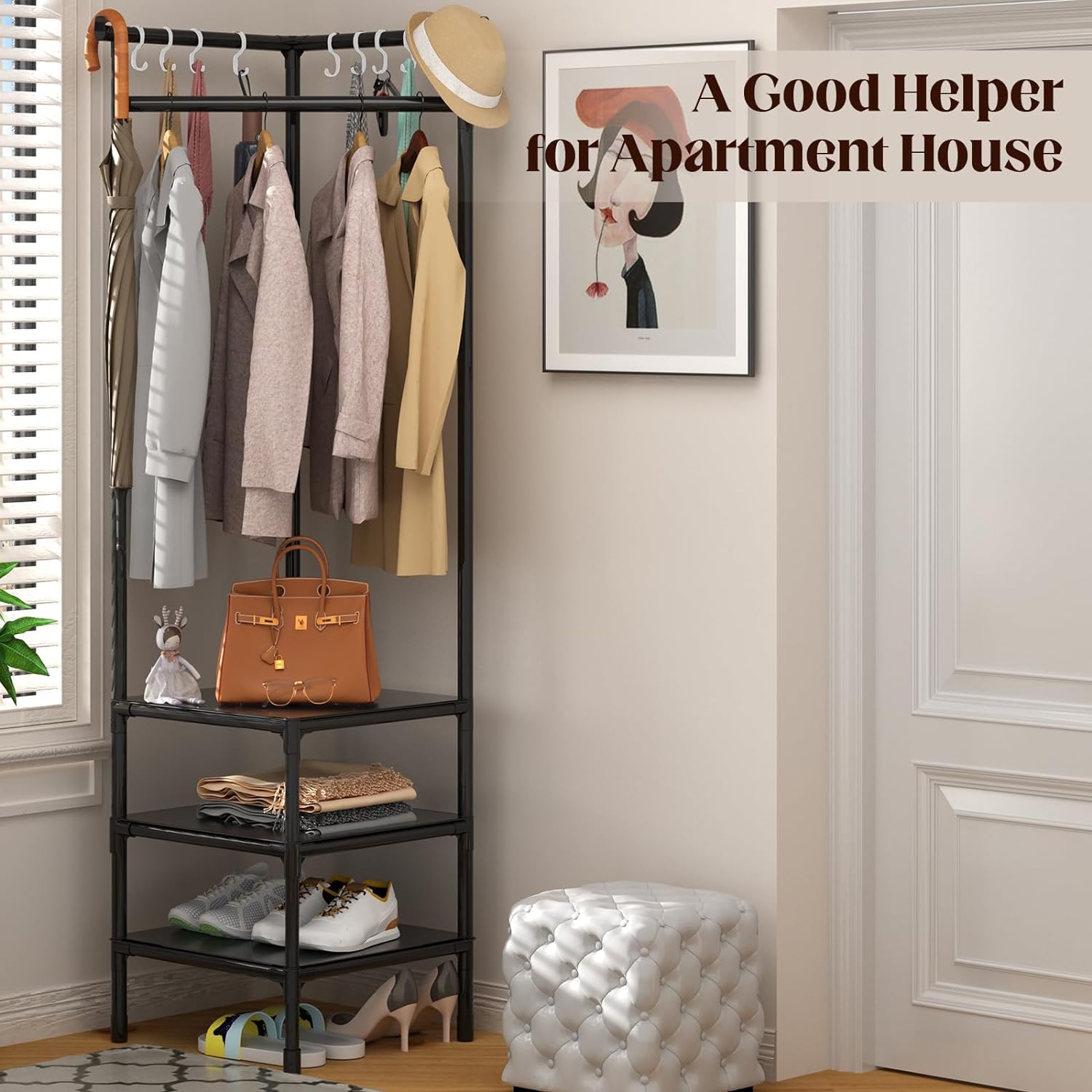 Corner coat hanger 3 layer Corner Coat Rack,Freestanding Sturdy High ...